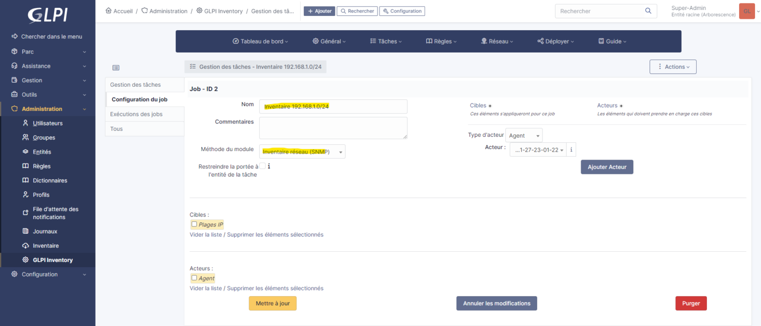 Inventaire des appareils réseaux par SNMP sur GLPI