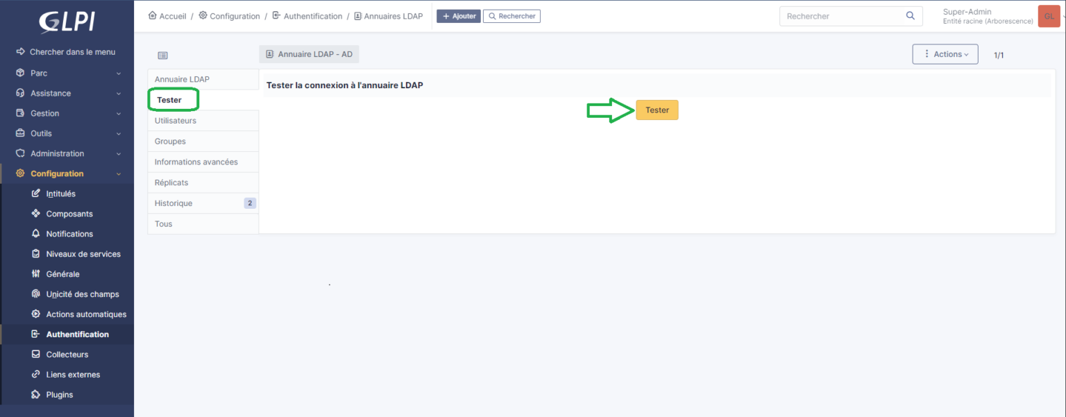 Importation des utilisateurs Active Directory dans GLPI