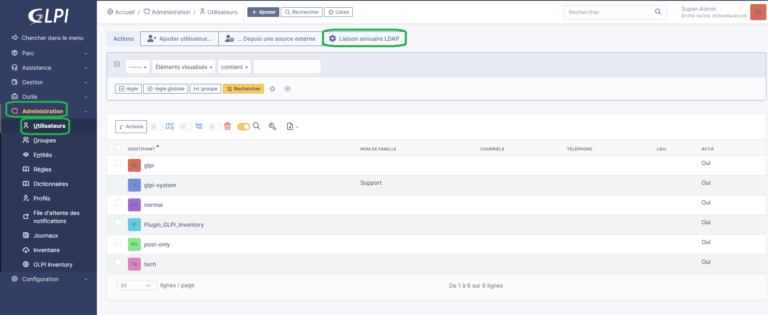 Importation des utilisateurs Active Directory dans GLPI